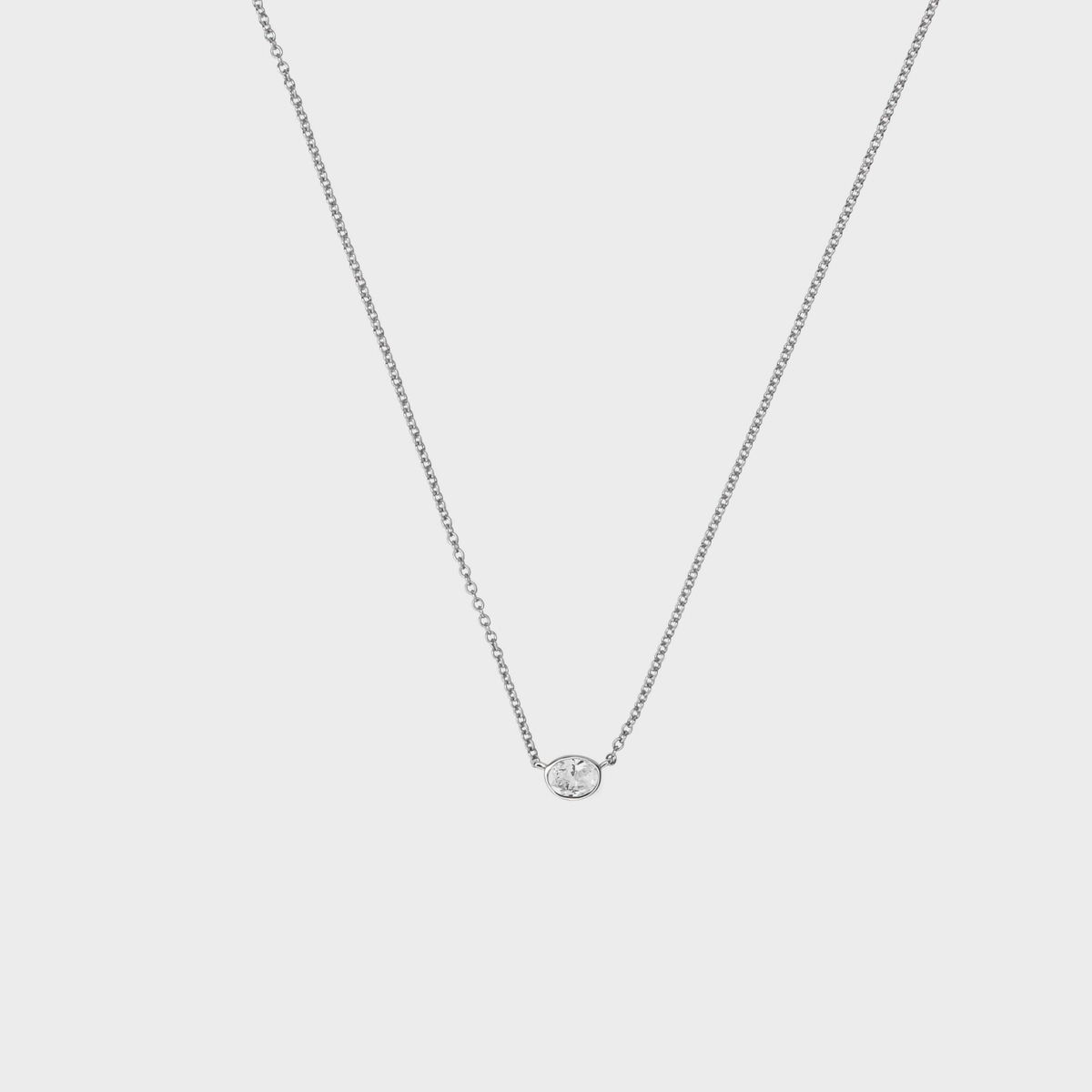 Diamond Bezel Set Oval Necklace - The Clear Cut Collection