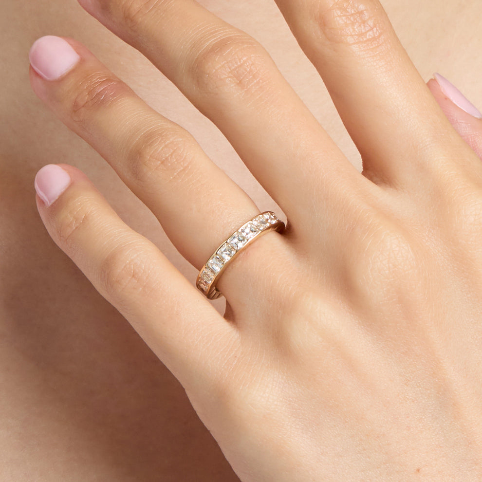 Half Bezel Set Asscher Band - The Clear Cut Collection