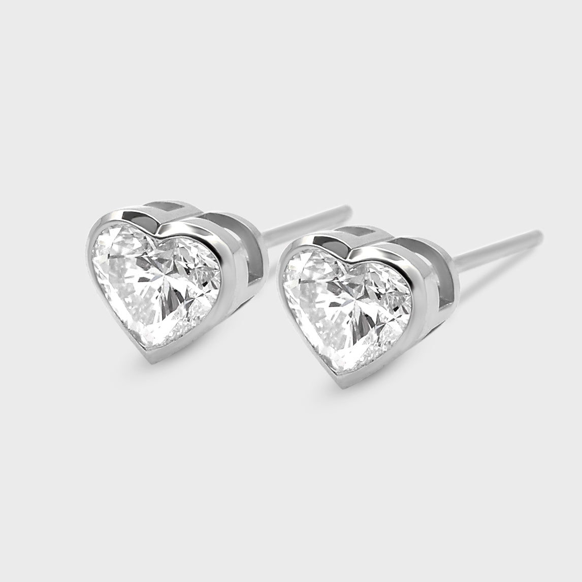Bezel Set Heart Shape Studs - The Clear Cut Collection