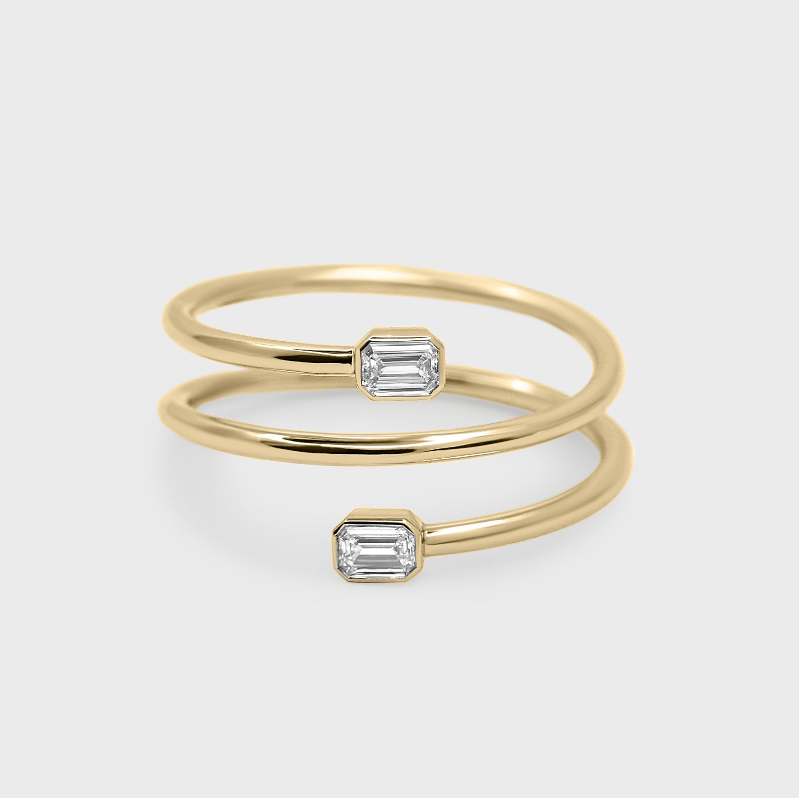 Double Emerald Cut Wrap Ring - The Clear Cut Collection