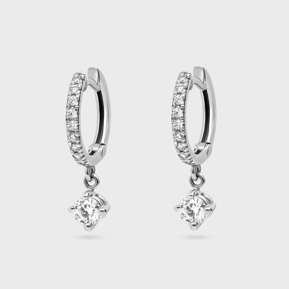 Round Pave Charm Hoops - The Clear Cut Collection
